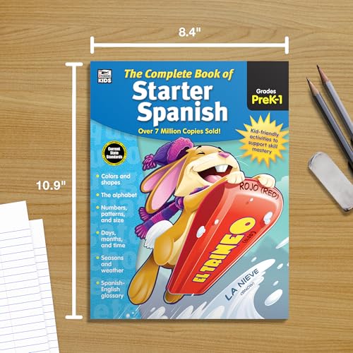 Complete Book of Starter Spanish Workbook for Kids, PreK-Grade 1 Spanish Learning, Basic Spanish Vocabulary, Colors, Shapes, Alphabet, Numbers, Seasons, Weather With Tracing and Coloring Activities