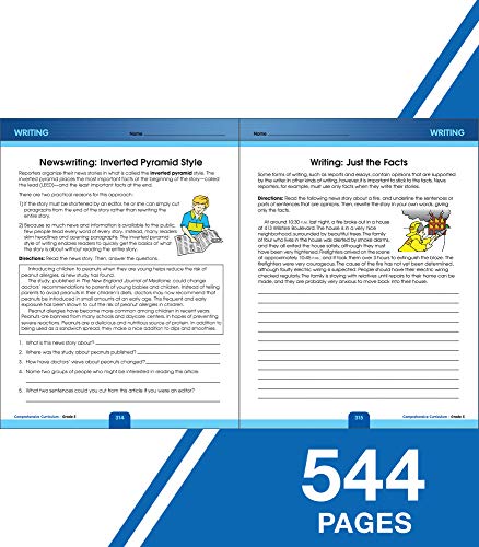 Carson Dellosa Comprehensive Curriculum of Basic Skills 5th Grade Workbooks All Subjects for Ages 10-11, Math, Reading Comprehension, Writing, Grammar, Geometry and More, Grade 5 Workbooks (544 pgs)