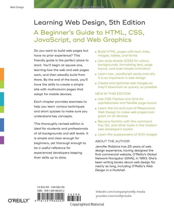 Learning Web Design: A Beginner's Guide to HTML, CSS, JavaScript, and Web Graphics