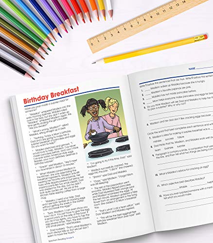 Spectrum Reading Comprehension Grade 4 Workbooks, Spectrum Grade 4 Nonfiction and Fiction Reading Comprehension, Summarizing Stories and Identifying Themes, and Critical Thinking Skills