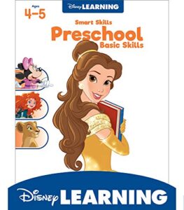 disney learning preschool basic skills workbook―handwriting, letter recognition, counting, language arts and math practice for ages 4-5, smart skills series (64 pgs)