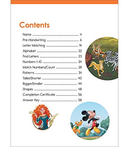 Disney Learning Preschool Basic Skills Workbook―Handwriting, Letter Recognition, Counting, Language Arts and Math Practice for Ages 4-5, Smart Skills Series (64 pgs)