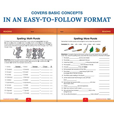 Carson Dellosa Comprehensive Curriculum of Basic Skills 5th Grade Workbooks All Subjects for Ages 10-11, Math, Reading Comprehension, Writing, Grammar, Geometry and More, Grade 5 Workbooks (544 pgs)