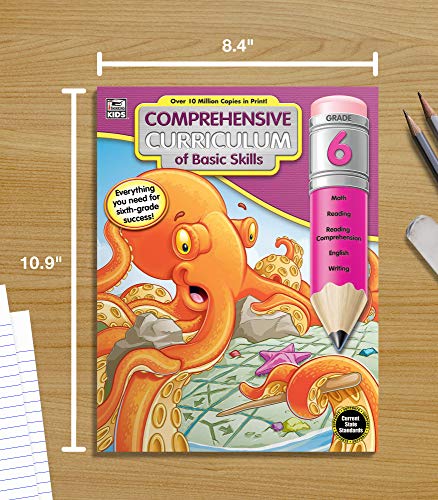 Carson Dellosa Comprehensive Curriculum of Basic Skills 6th Grade Workbooks All Subjects for Ages 11-12, Math, Reading Comprehension, Writing, Grammar, Fractions, Geometry, Grade 6 Workbooks (544 pgs)