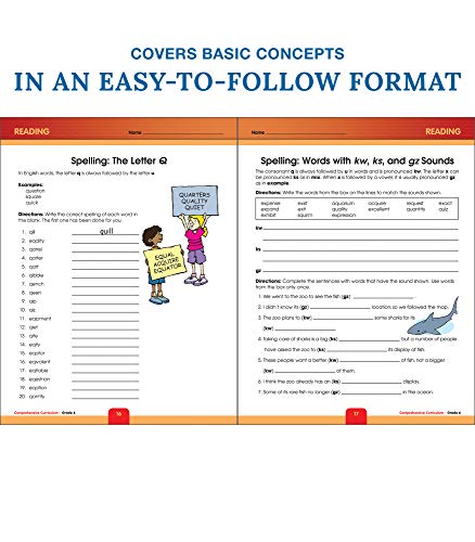 Carson Dellosa Comprehensive Curriculum of Basic Skills 6th Grade Workbooks All Subjects for Ages 11-12, Math, Reading Comprehension, Writing, Grammar, Fractions, Geometry, Grade 6 Workbooks (544 pgs)