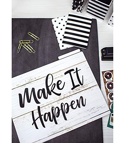 Schoolgirl Style Industrial Cafe File Folders―11.75" x 9.5" Motivational Brown, White, Black File Folders for Filing Cabinet, Office or Classroom File Organization (6-Pack)