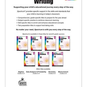 Spectrum 7th Grade Writing Workbooks, Ages 12 to 13, 7th Grade Writing, Informative, Argumentative, Comparative, and Fiction Story Writing Prompts, Writing Practice for Kids - 136 Pages