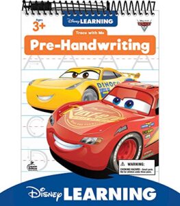 disney learning cars 3 trace with me pre-handwriting tracing books for kids ages 3-5, preschool shapes and letter tracing wipe clean workbook, dry erase handwriting practice book for kids, pre k +