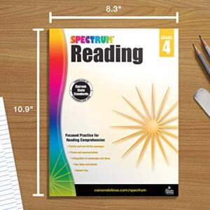 Spectrum Reading Comprehension Grade 4 Workbooks, Spectrum Grade 4 Nonfiction and Fiction Reading Comprehension, Summarizing Stories and Identifying Themes, and Critical Thinking Skills