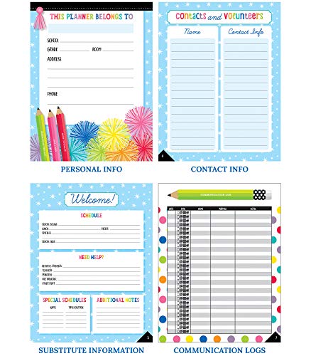 Schoolgirl Style Hello Sunshine Teacher Planner, 8" x 11" Undated Teacher Planner With Planner Stickers, Rainbow Teacher Planners and Lesson Planner for Classroom Organization and Rainbow Décor