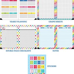 Schoolgirl Style Hello Sunshine Teacher Planner, 8" x 11" Undated Teacher Planner With Planner Stickers, Rainbow Teacher Planners and Lesson Planner for Classroom Organization and Rainbow Décor