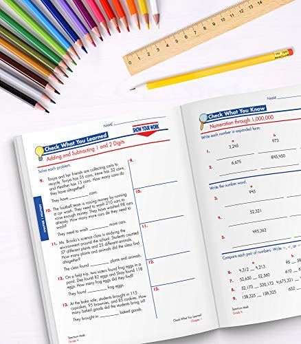 Spectrum 4th Grade Math Workbooks, Ages 9 to 10, 4th Grade Math, Multiplication, Division, Fractions, Decimals, Algebra, Measurement Conversions, and Geometry Workbook - 160 Pages