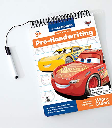 Disney Learning Cars 3 Trace With Me Pre-Handwriting Tracing Books for Kids Ages 3-5, Preschool Shapes and Letter Tracing Wipe Clean Workbook, Dry Erase Handwriting Practice Book for Kids, Pre K +