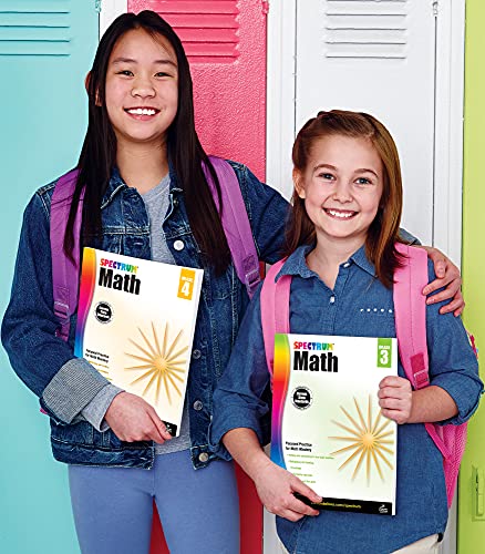 Spectrum 4th Grade Math Workbooks, Ages 9 to 10, 4th Grade Math, Multiplication, Division, Fractions, Decimals, Algebra, Measurement Conversions, and Geometry Workbook - 160 Pages