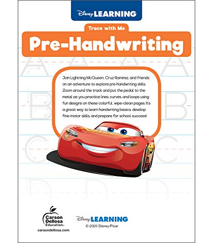 Disney Learning Cars 3 Trace With Me Pre-Handwriting Tracing Books for Kids Ages 3-5, Preschool Shapes and Letter Tracing Wipe Clean Workbook, Dry Erase Handwriting Practice Book for Kids, Pre K +