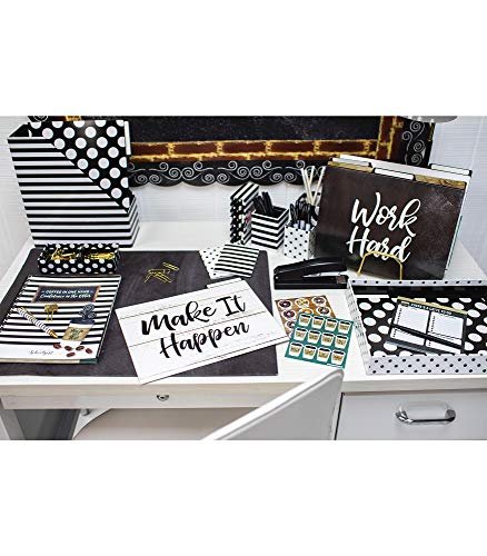 Schoolgirl Style Industrial Cafe File Folders―11.75" x 9.5" Motivational Brown, White, Black File Folders for Filing Cabinet, Office or Classroom File Organization (6-Pack)