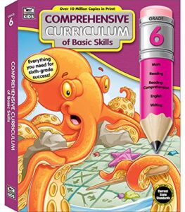 carson dellosa comprehensive curriculum of basic skills 6th grade workbooks all subjects for ages 11-12, math, reading comprehension, writing, grammar, fractions, geometry, grade 6 workbooks (544 pgs)