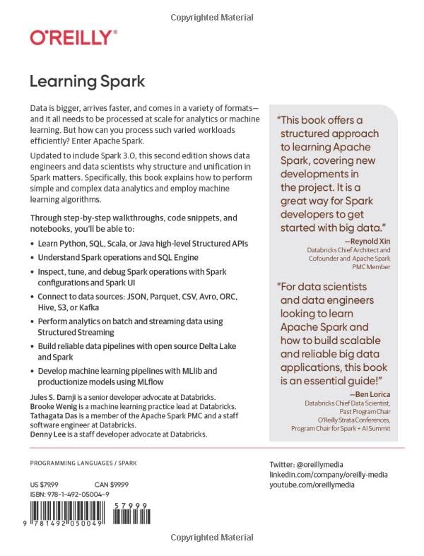 Learning Spark: Lightning-Fast Data Analytics