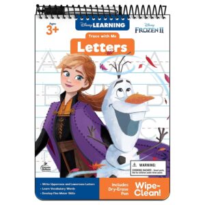 disney learning frozen 2 trace with me letters tracing books for kids ages 3-5, preschool upper- and lowercase letter tracing wipe clean workbook, dry erase handwriting practice book for kids, pre k +