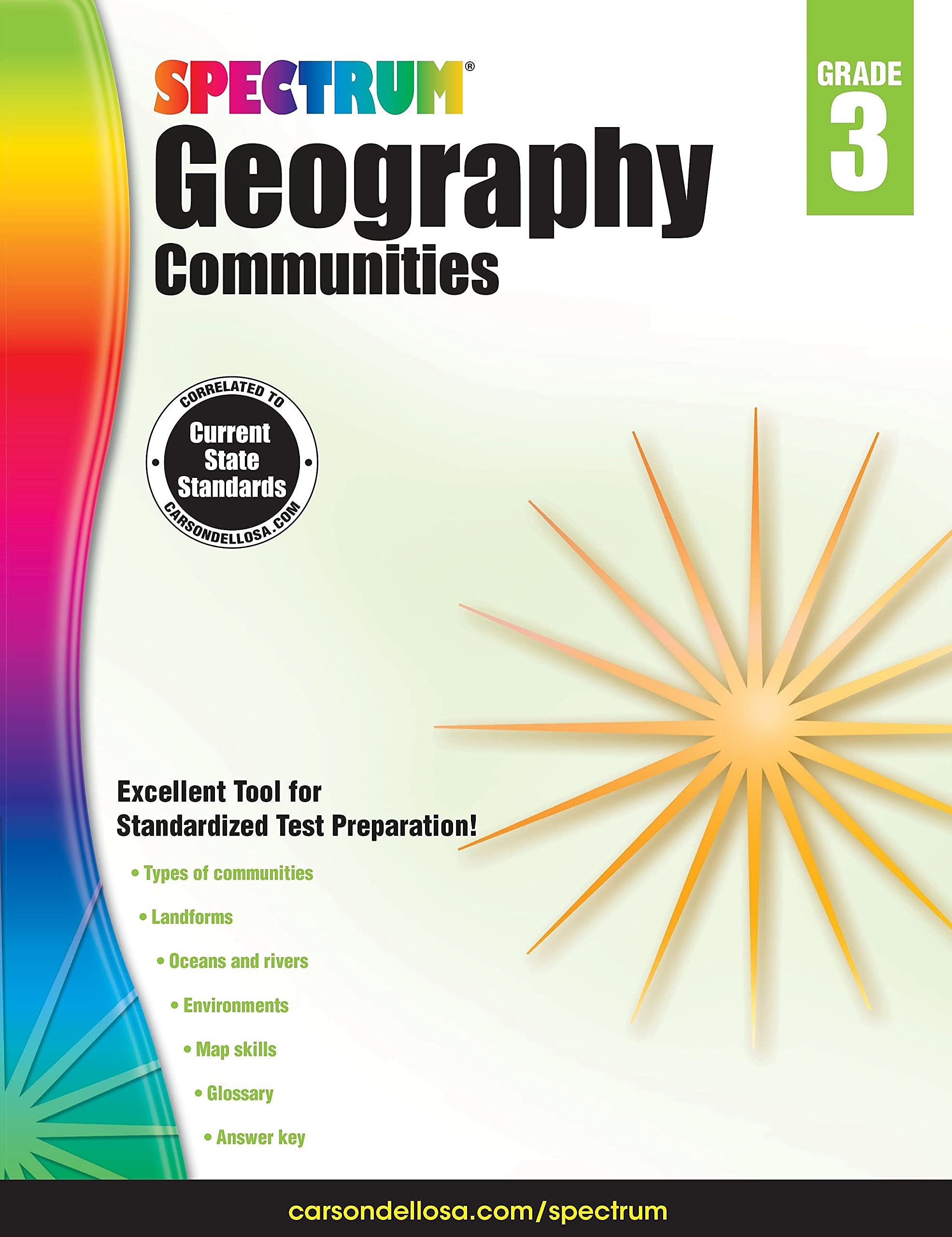 Spectrum Geography 3rd Grade Workbook, Ages 8 to 9, Grade 3 Geography, Covering Different Types of Communities, Landforms, Oceans, Environments, and Map Skills - 128 Pages (Volume 93)