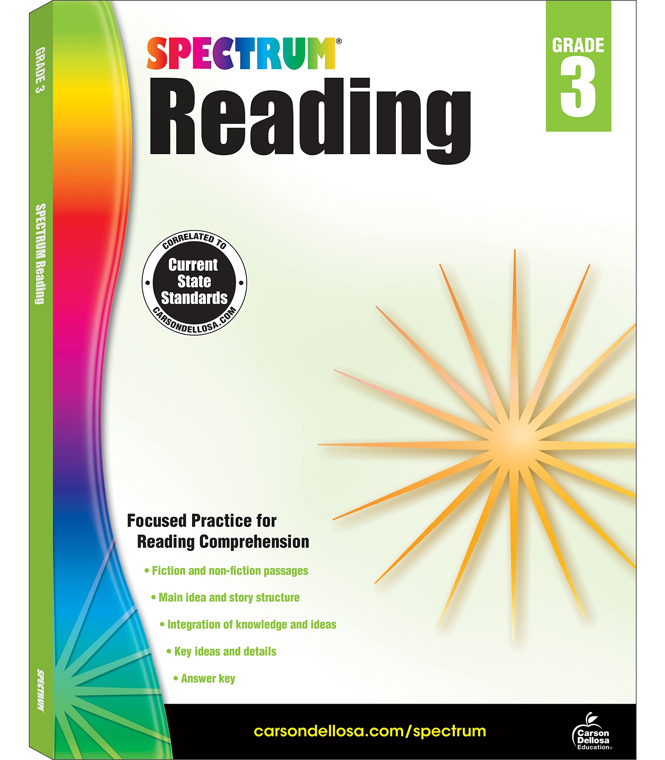 Spectrum Reading Comprehension Grade 3 Workbook, Ages 8 to 9, Third Grade Reading Comprehension Workbook, Fiction and Nonfiction Passages, Identifying Story Structure and Main Ideas - 160 Pages