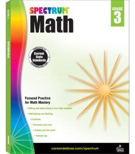 spectrum 3rd grade math workbooks, ages 8 to 9, math workbooks grade 3, multiplication, division, fractions, addition and subtracting to 4-digit numbers - 160 pages (volume 4)