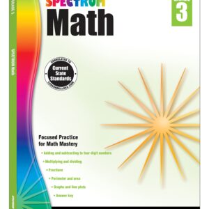 Spectrum 3rd Grade Math Workbooks, Ages 8 to 9, Math Workbooks Grade 3, Multiplication, Division, Fractions, Addition and Subtracting to 4-Digit Numbers - 160 Pages (Volume 4)