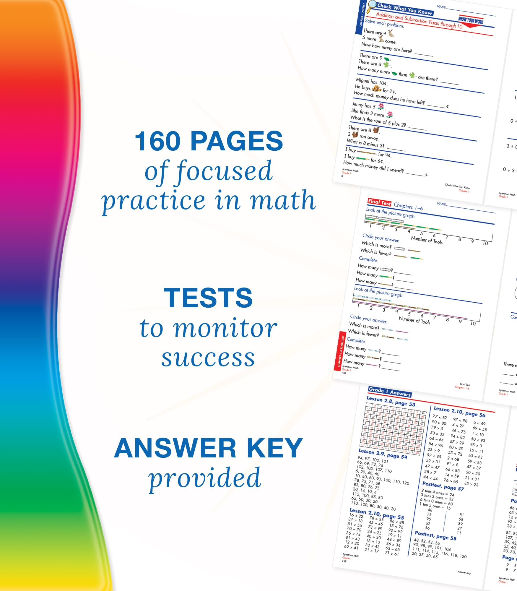 Spectrum 1st Grade Math Workbooks, Ages 6 to 7, Grade 1 Math Workbook, Adding and Subtracting Through 100, Place Value, Fact Families, 2-D and 3-D Shapes - 160 Pages (Volume 2)