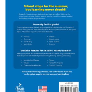 Summer Bridge Activities Kindergarten to 1st Grade Workbooks, Math, Reading Comprehension, Writing, Science, Fitness, Social Studies Summer Learning, 1st Grade Workbooks All Subjects With Flash Cards