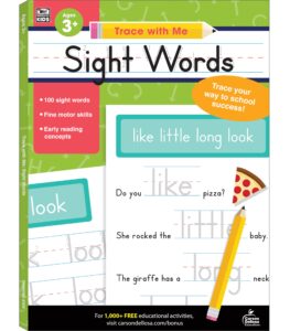 carson dellosa trace with me: sight words handwriting workbook for kids ages 3+, sight words handwriting practice for preschool, kindergarten, 1st grade, 2nd grade, prek+ phonics & writing practice