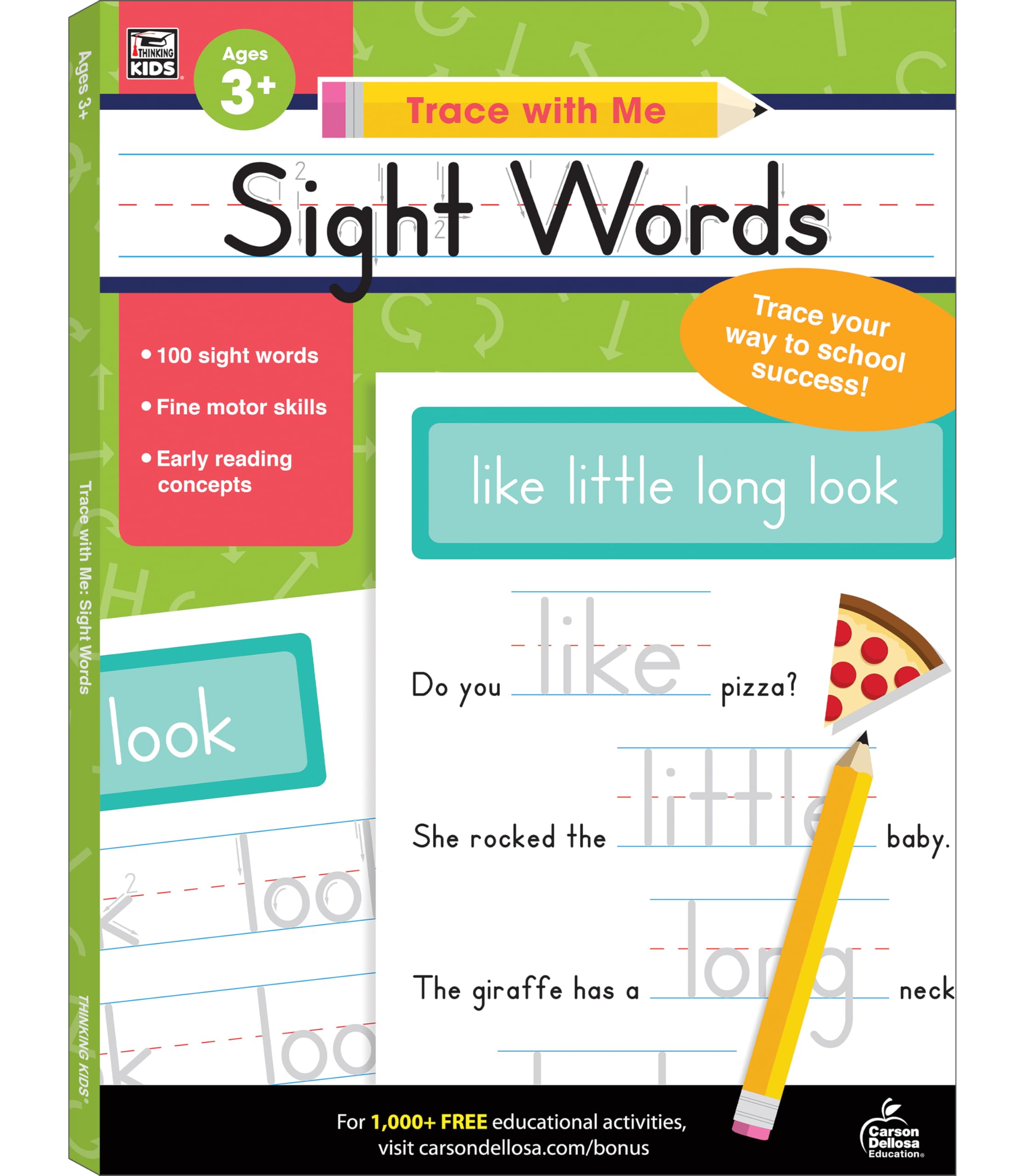 Carson Dellosa Trace With Me: Sight Words Handwriting Workbook for Kids Ages 3+, Sight Words Handwriting Practice for Preschool, Kindergarten, 1st Grade, 2nd Grade, PreK+ Phonics & Writing Practice