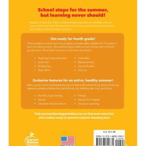 Summer Bridge Activities 3rd to 4th Grade Workbook, Math, Reading Comprehension, Writing, Science, Social Studies, Fitness Summer Learning Activities, 4th Grade Workbooks All Subjects With Flash Cards