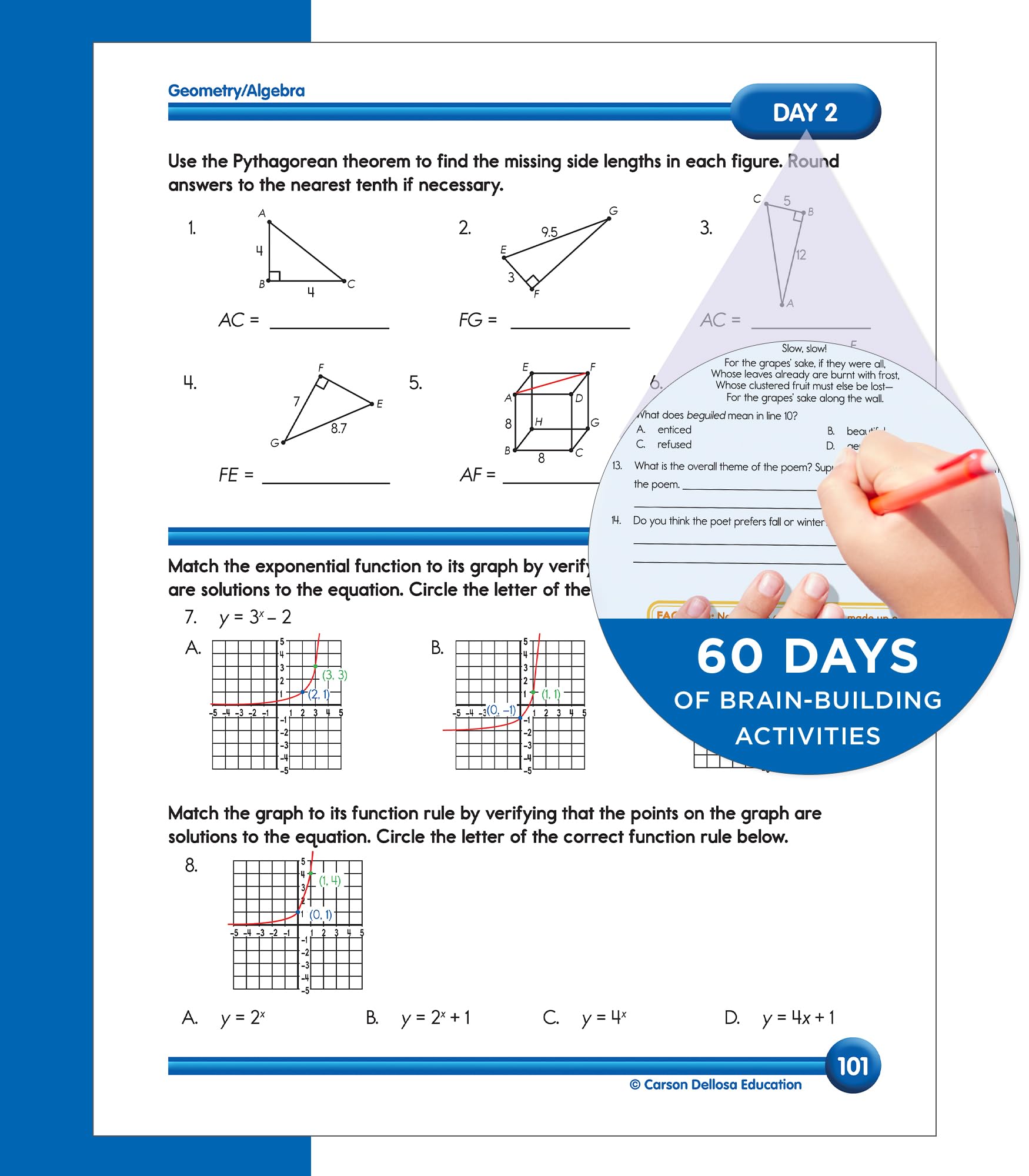 Summer Bridge Activities 8th to 9th Grade Workbooks, Math, Reading Comprehension, Writing, Science, Social Studies, Fitness Summer Learning, 9th Grade Workbooks All Subjects With Flash Cards