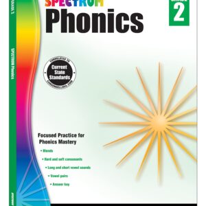 Spectrum Phonics Grade 2, Ages 7 to 8, Grade 2 Phonics Workbook, Blends, Consonants, Vowel Sounds and Pairs, Letters, Words, and Sentence Writing Practice - 160 Pages