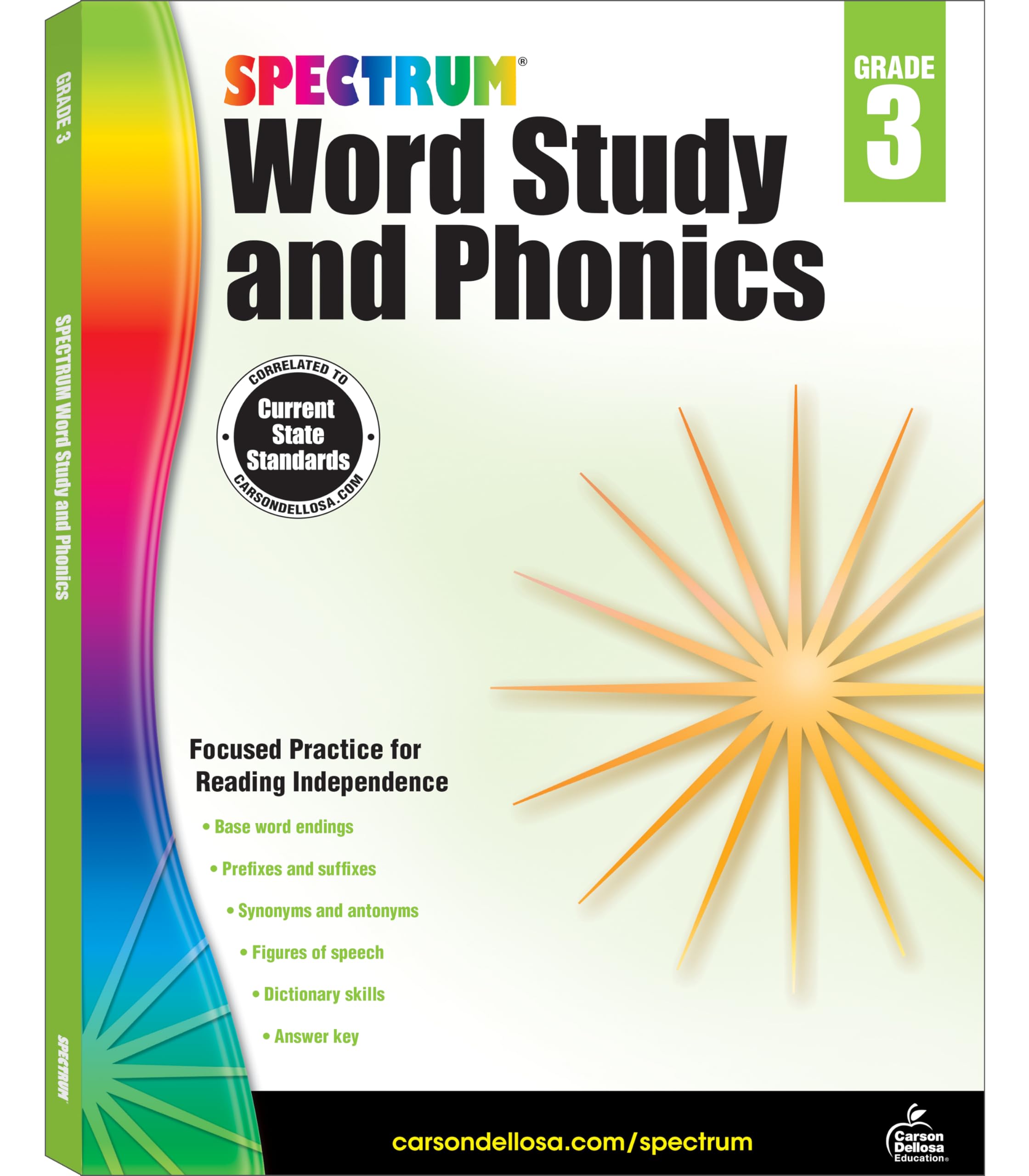 Spectrum 3rd Grade Word Study and Phonics Workbook, Independent Reading Practice With Answer Key for Homeschool or Classroom (168 pgs)