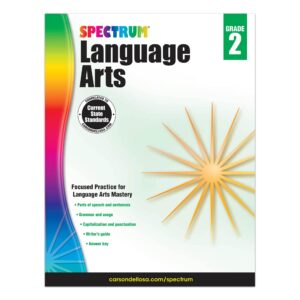 spectrum language arts grade 2, ages 7 to 8, grade 2 language arts workbook, punctuation, parts of speech, proofreading, writing practice, and grammar workbook - 176 pages (volume 12)