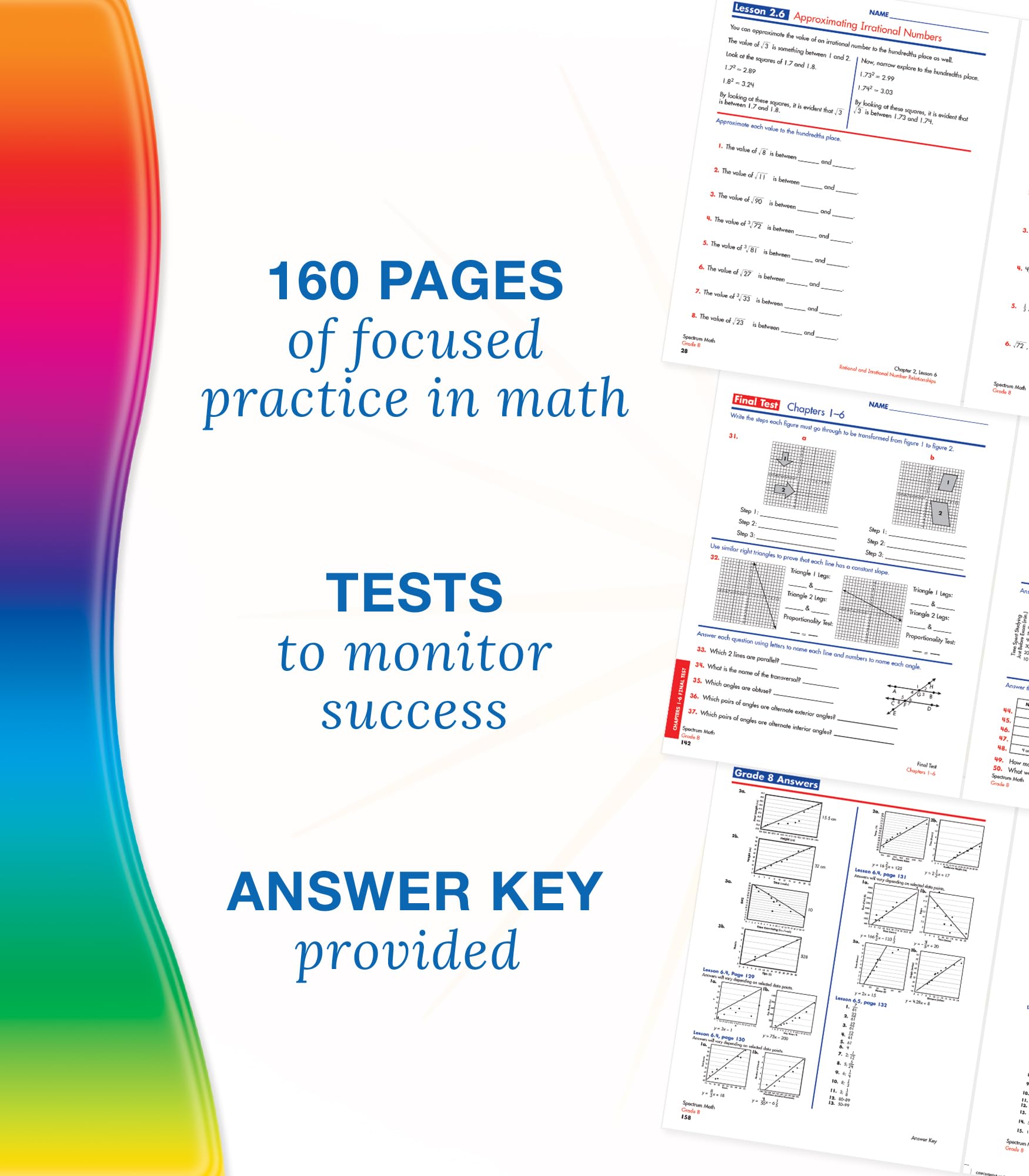 Spectrum 8th Grade Math Workbooks, Ages 13-14, Geometry, Integers, Rational & Irrational Numbers, and Pythagorean Theorem 8th Grade Math Practice, Grade 8 Math Workbook For Teens (Volume 9)