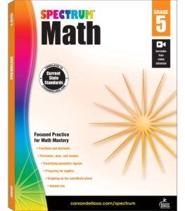 spectrum 5th grade math workbooks, ages 10 to 11, math workbooks grade 5 covering fractions, decimals, algebra prep, geometry, and more, math book for 5th graders (volume 6)