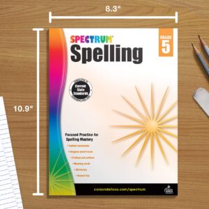 Spectrum 5th Grade Spelling Workbooks, Ages 10 to 11, Spelling Grade 5 Workbooks Covering Vowels, Blends & Digraphs, Practice Building Spelling Skills, Vocabulary, and Dictionary Skills