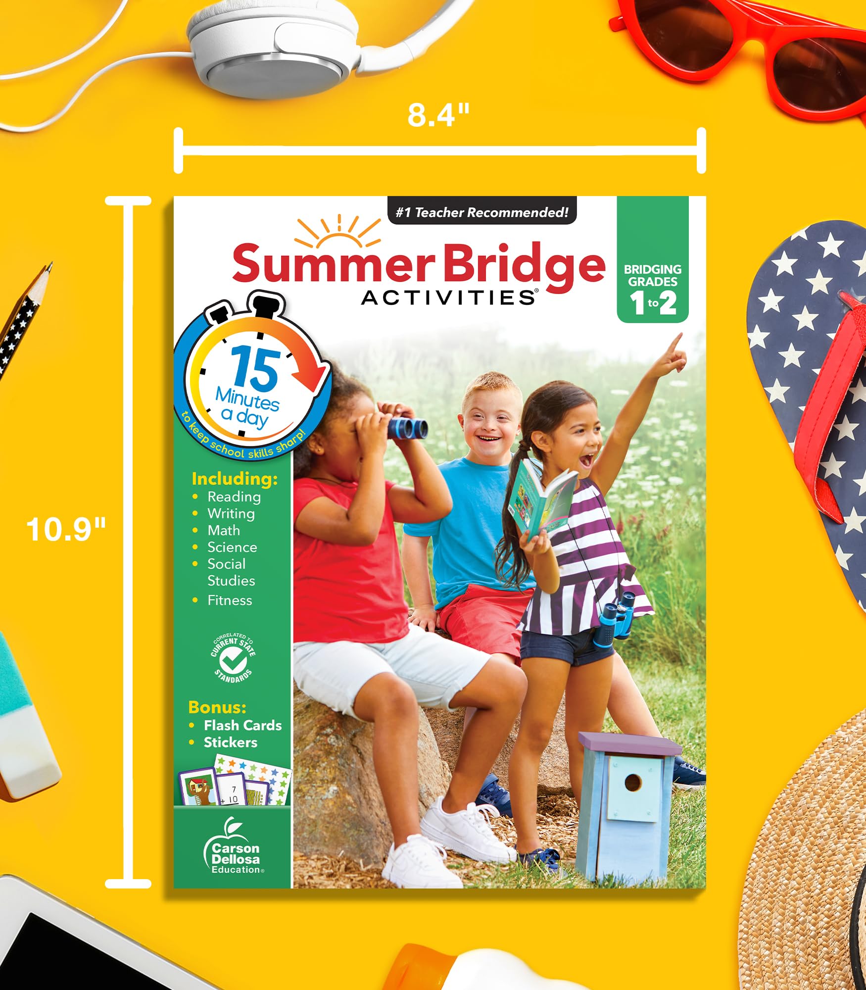 Summer Bridge Activities 1st Grade Workbooks to 2nd Grade Workbooks, Math, Reading Comprehension, Writing, Science Summer Learning Activities, 2nd Grade Workbooks All Subjects With Flash Cards