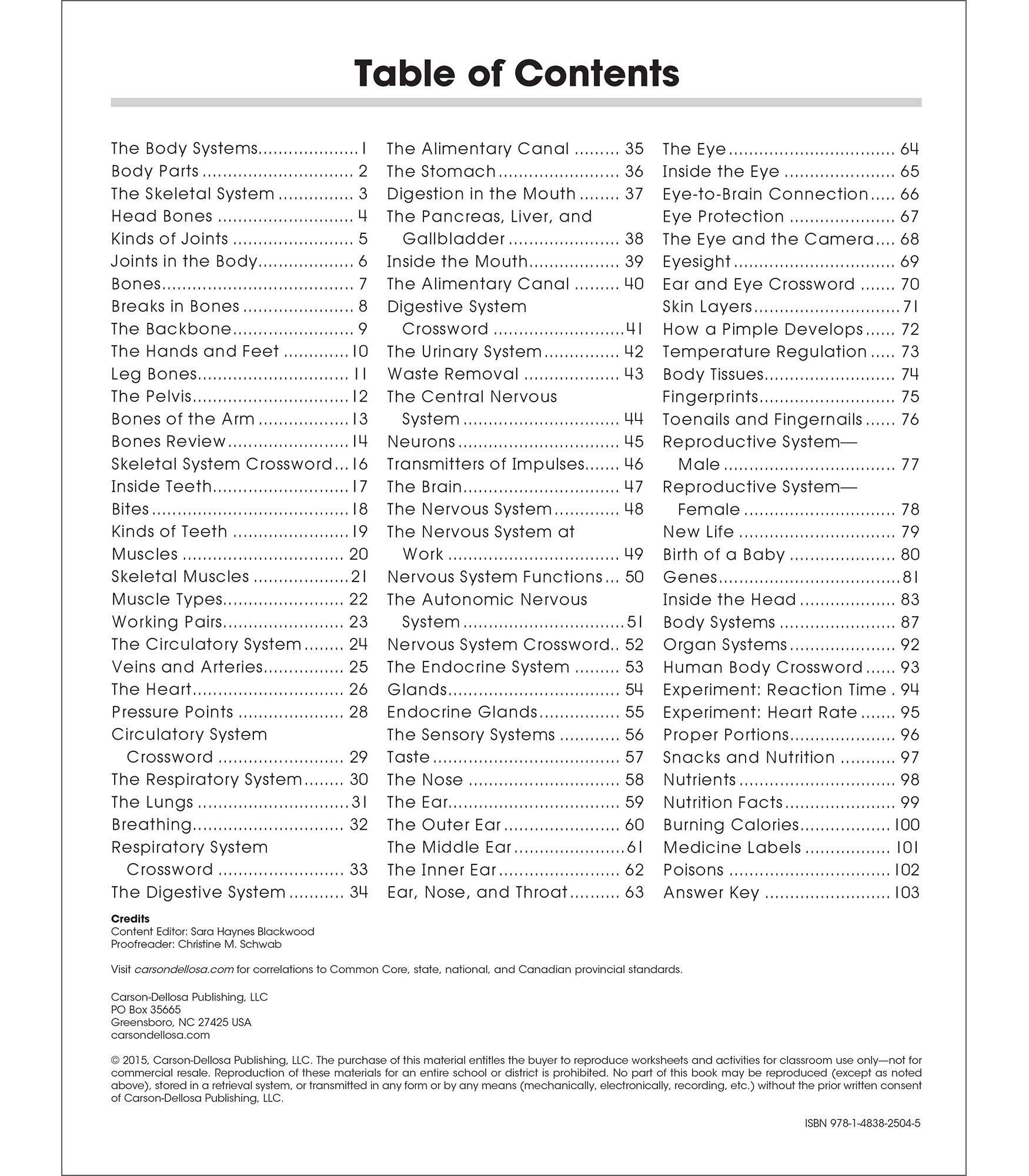 Carson Dellosa The 100+ Series: Human Body Workbook―Grades 5-8 Science Book, Human Anatomy, Bones, Muscles, Organs, the Nervous System, Health and Nutrition (128 pgs) (Volume 13)