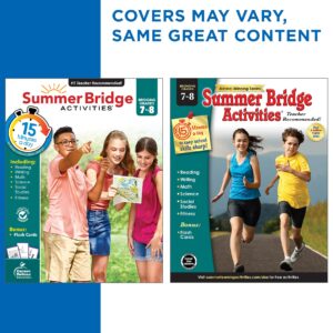 Summer Bridge Activities 7th to 8th Grade Workbook, Math, Reading Comprehension, Writing, Science, Social Studies, Fitness Summer Learning Activities, 8th Grade Workbooks All Subjects With Flash Cards