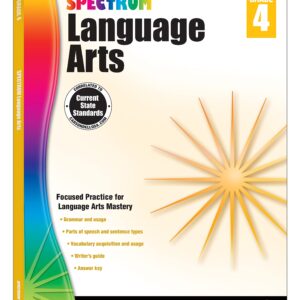 Spectrum Language Arts Grade 4, Ages 9 to 10, 4th Grade Language Arts Workbook, Vocabulary, Sentence Types, Parts of Speech, Writing Practice, and Grammar Workbook - 200 Pages (Volume 14)