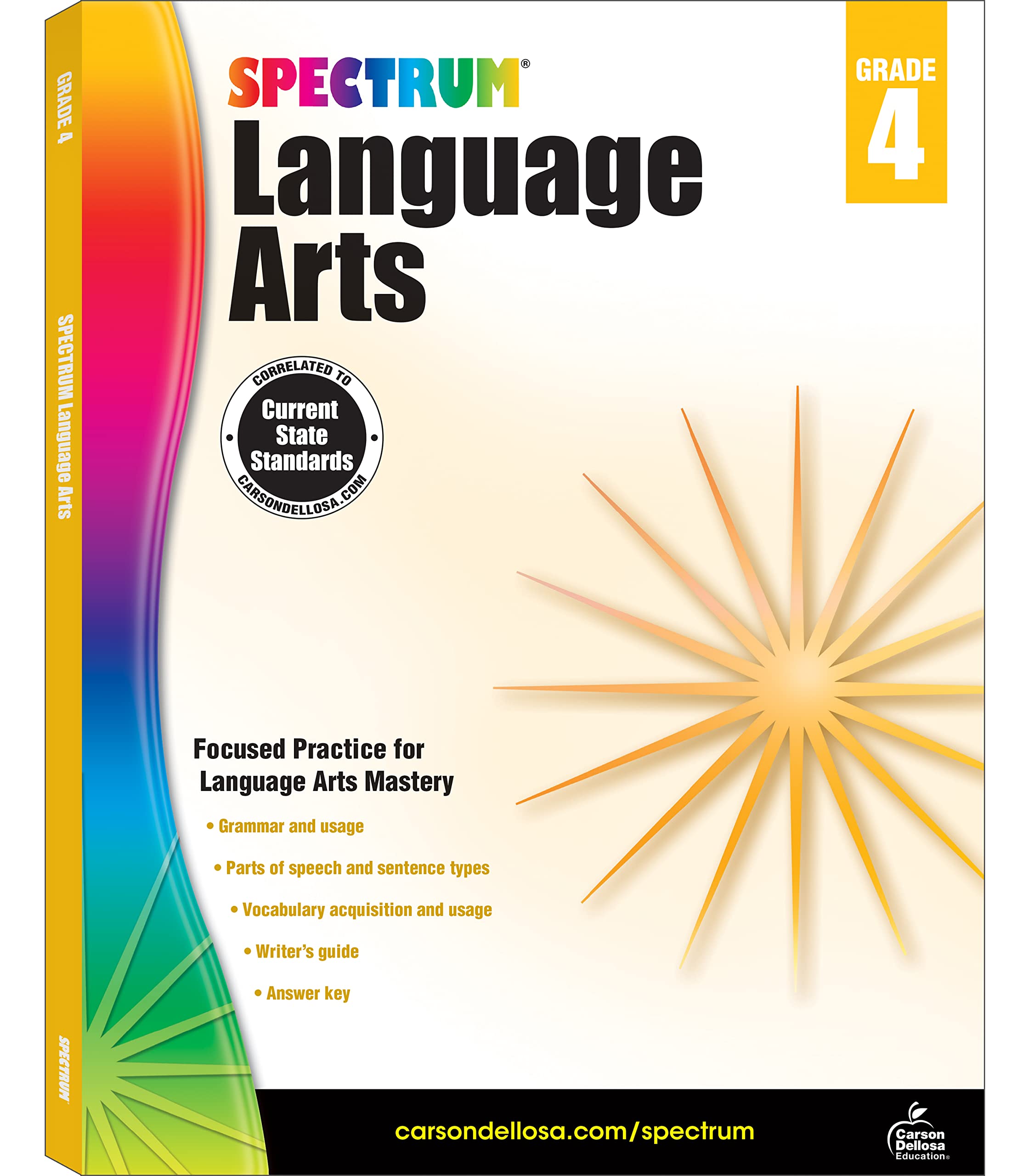 Spectrum Language Arts Grade 4, Ages 9 to 10, 4th Grade Language Arts Workbook, Vocabulary, Sentence Types, Parts of Speech, Writing Practice, and Grammar Workbook - 200 Pages (Volume 14)