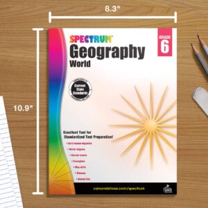 Spectrum Grade 6 Geography Workbook, 6th Grade Workbook Covering International Current Events, World Religions, Migration World History, and World Map ... or Homeschool Curriculum (Volume 96)