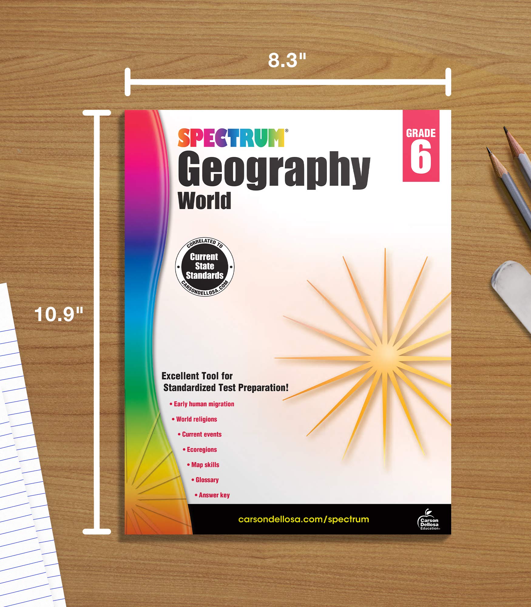 Spectrum Grade 6 Geography Workbook, 6th Grade Workbook Covering International Current Events, World Religions, Migration World History, and World Map ... or Homeschool Curriculum (Volume 96)