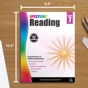 Spectrum Reading Comprehension Grade 7, Ages 12 to 13, 7th Grade Reading Comprehension Workbooks Covering Nonfiction and Fiction Passages, Analyzing and Summarizing Story Structure