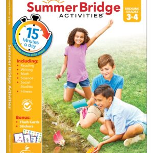 Summer Bridge Activities 3rd to 4th Grade Workbook, Math, Reading Comprehension, Writing, Science, Social Studies, Fitness Summer Learning Activities, 4th Grade Workbooks All Subjects With Flash Cards