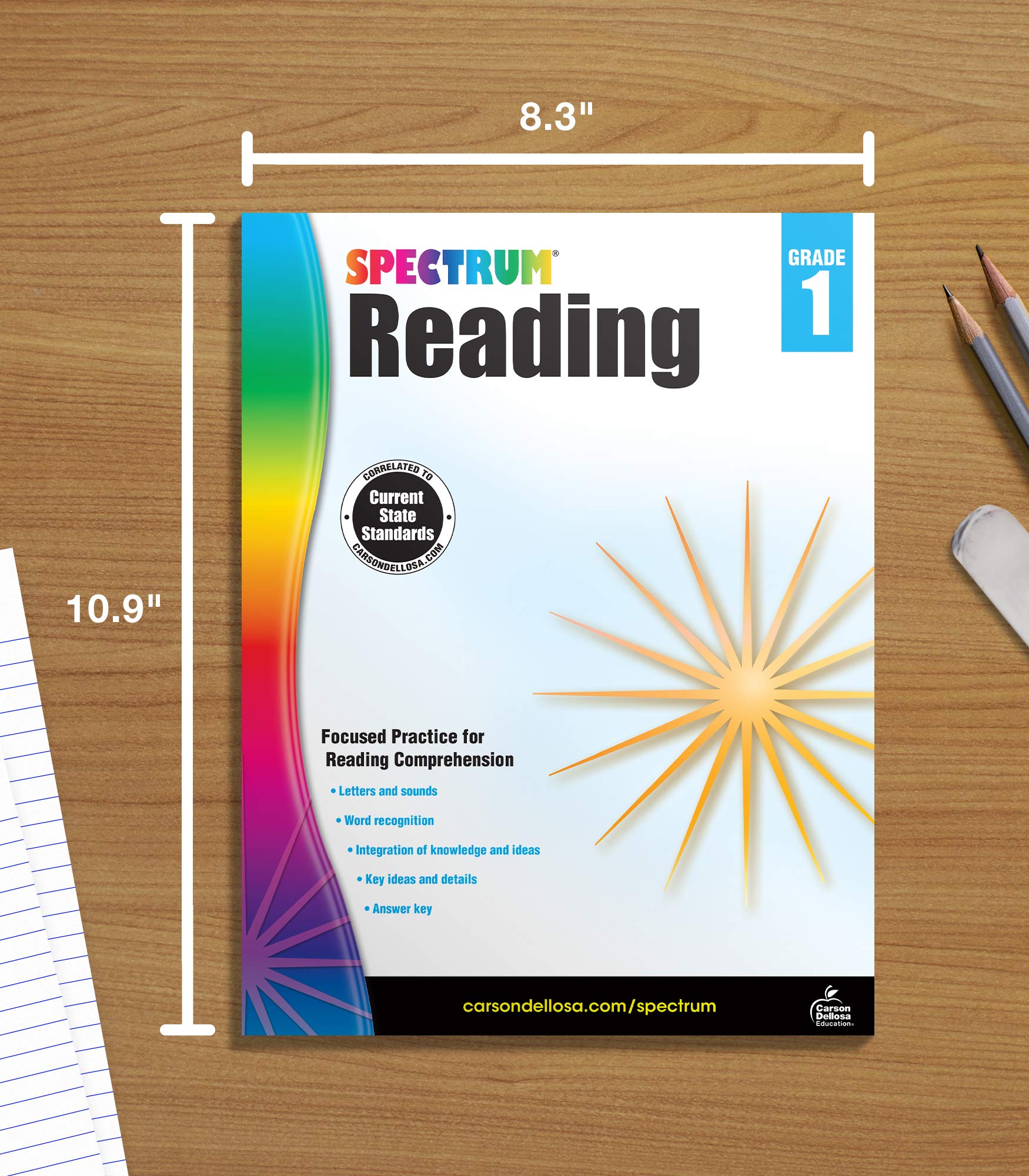 Spectrum 1st Grade Reading Comprehension Workbook, Ages 6 to 7, Reading Grade 1, Letters and Sounds, Sight Words Recognition, and Nonfiction and Fiction Passages - 158 Pages (Volume 20)