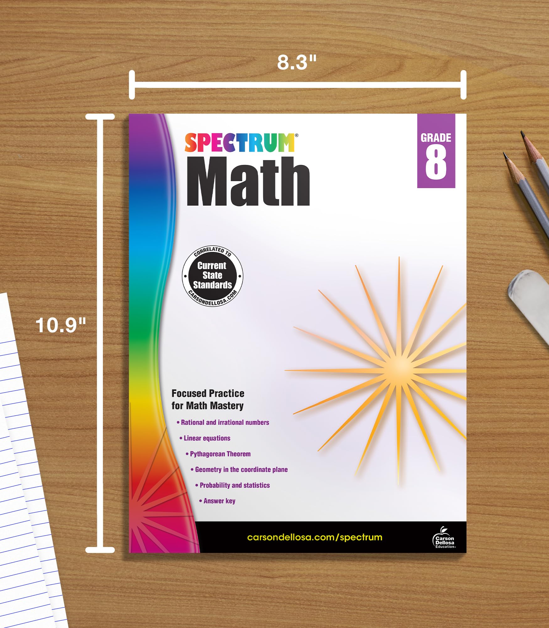 Spectrum 8th Grade Math Workbooks, Ages 13-14, Geometry, Integers, Rational & Irrational Numbers, and Pythagorean Theorem 8th Grade Math Practice, Grade 8 Math Workbook For Teens (Volume 9)